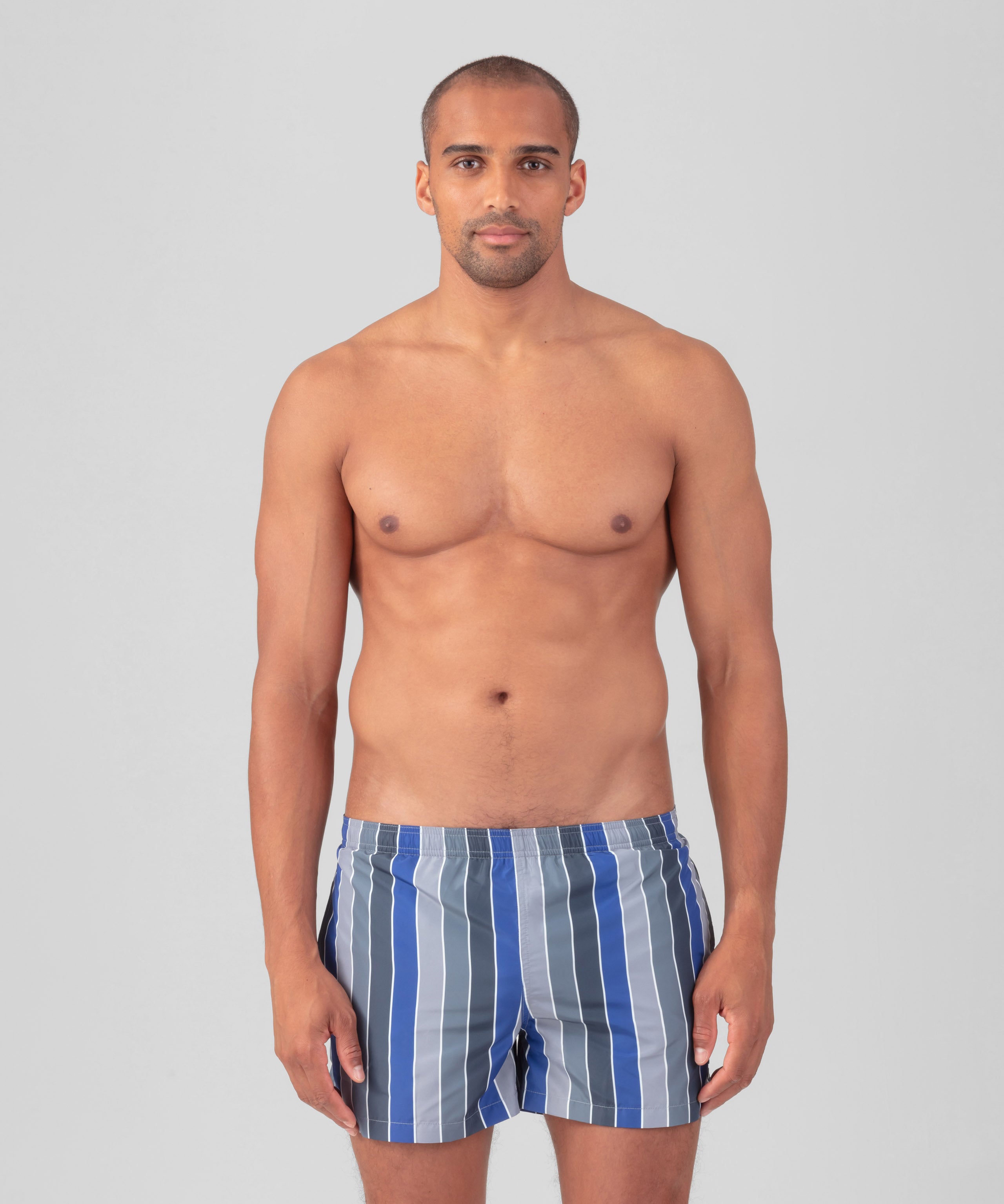 Swim Shorts w. Multico Stripes: Fjord Blue | Ron Dorff