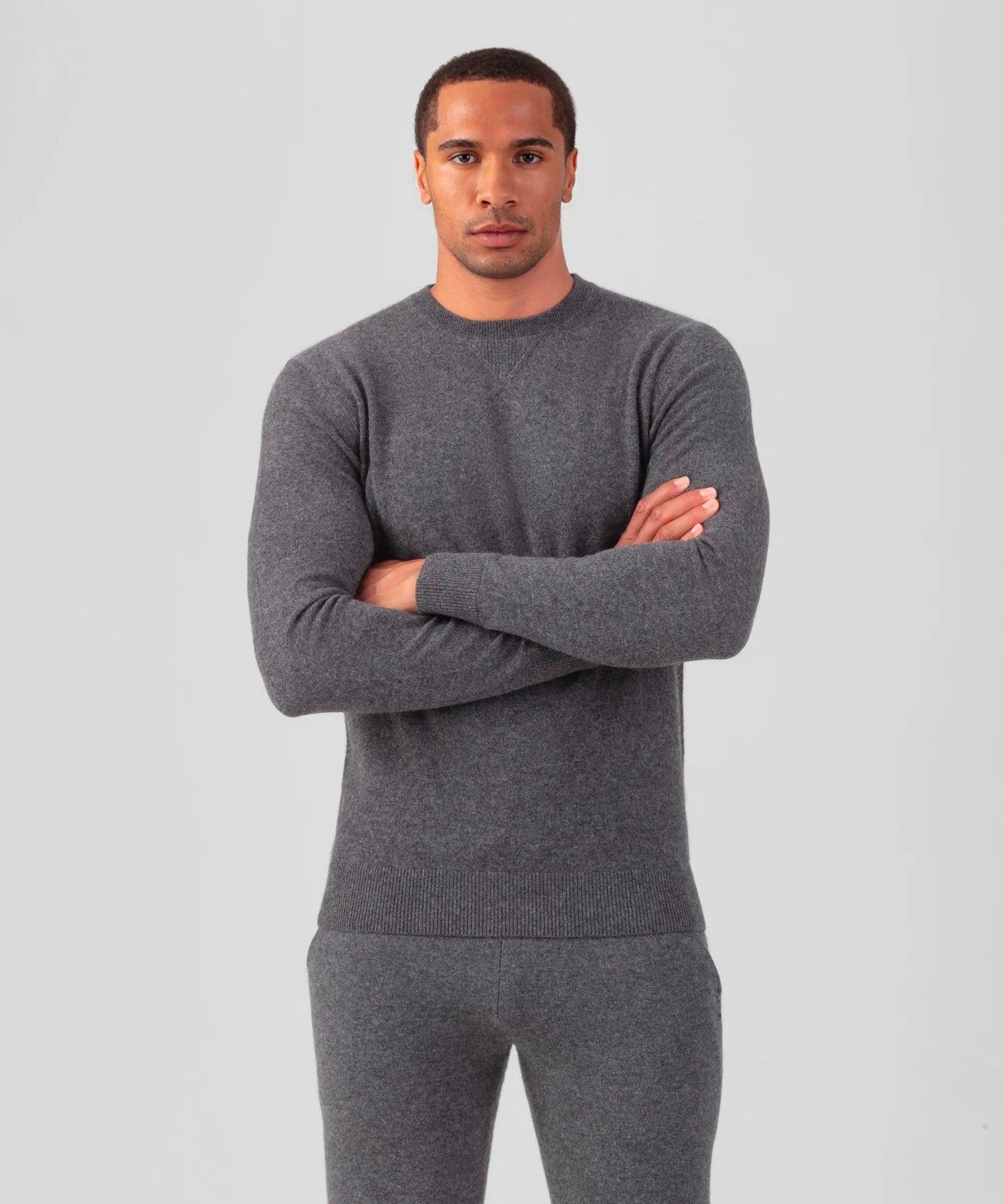 Cashmere Sweater: Dark Grey Melange | Ron Dorff
