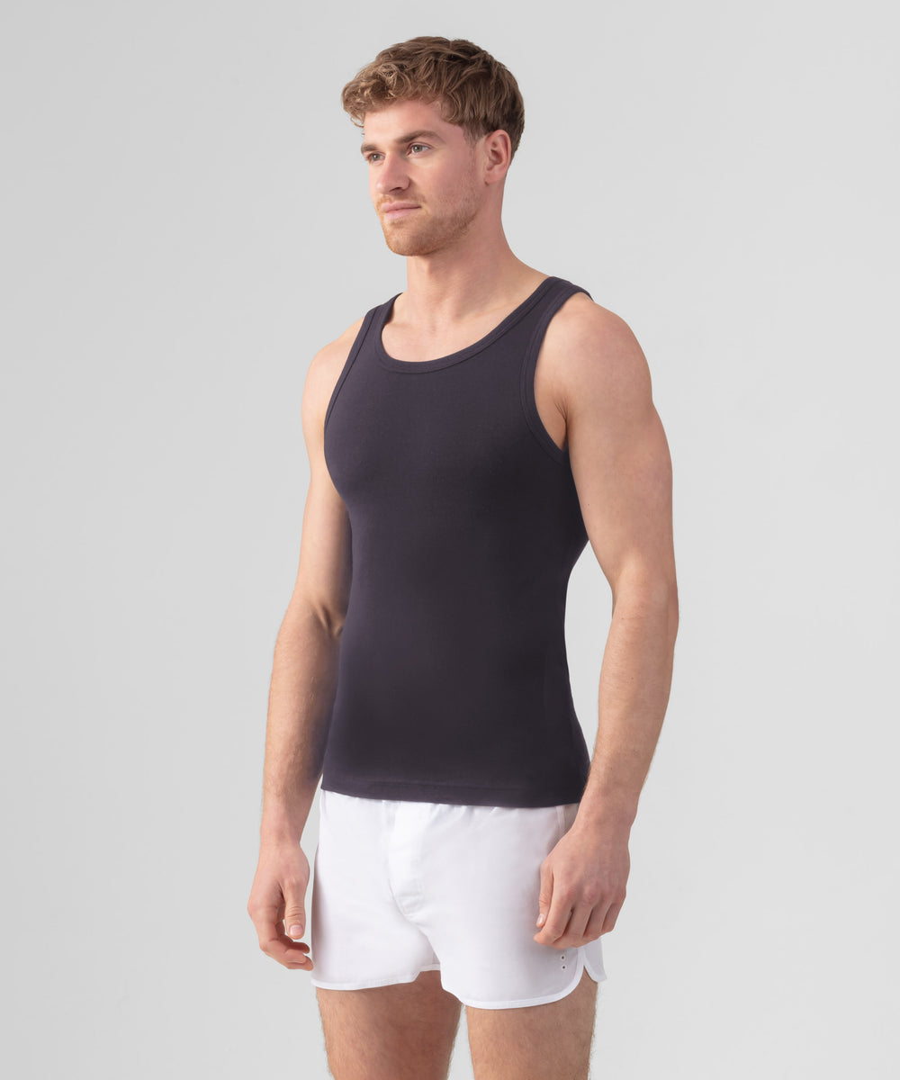 Ribbed Tank Top: Lava Grey | Ron Dorff